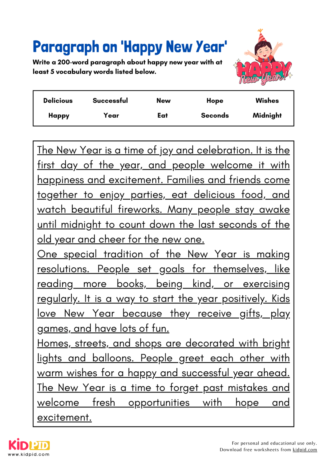 Paragraph on Happy New Year (2026) – Short & Long Examples - Kidpid