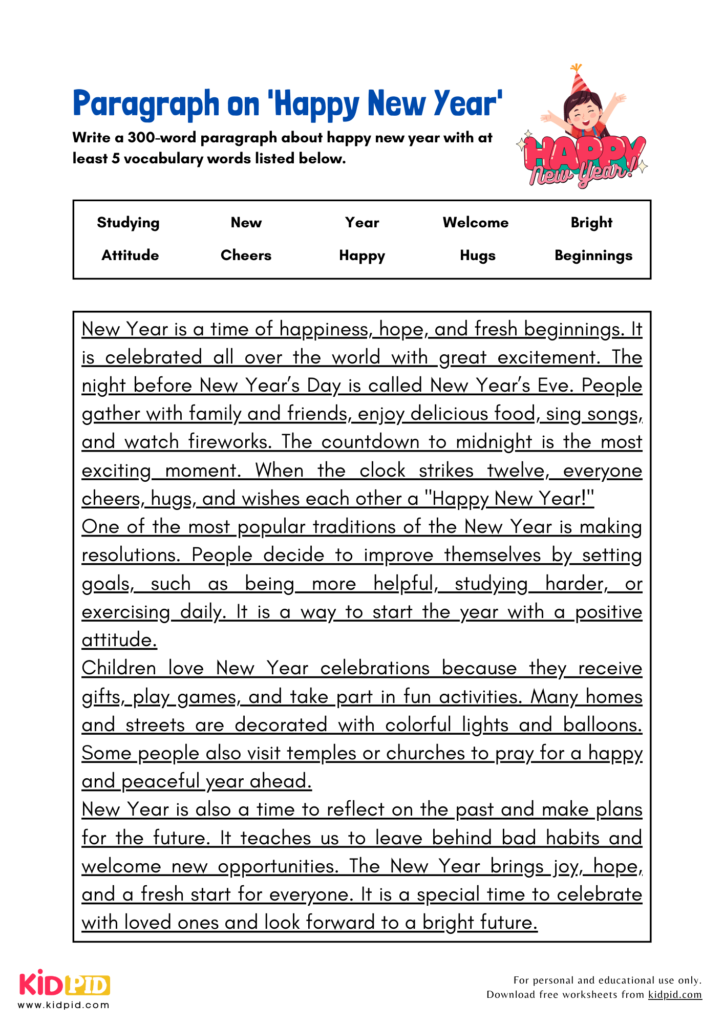 Paragraph on Happy New Year (2026) – Short & Long Examples - Kidpid