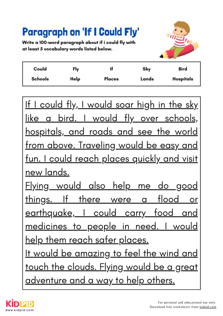 Paragraph on 'If I Could Fly' - Kidpid