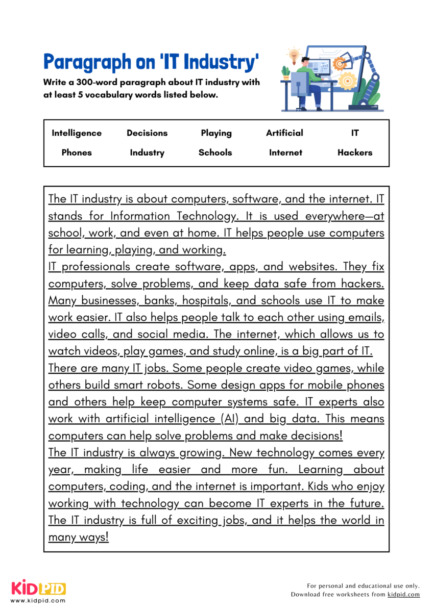 Paragraph on 'IT Industry' - Kidpid