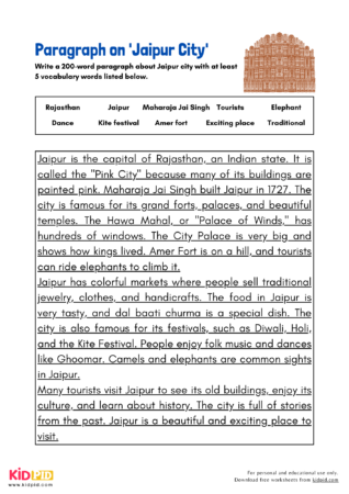 Paragraph on 'Jaipur City' - Kidpid