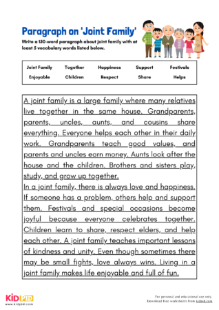 Paragraph on 'Joint Family' - Kidpid