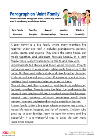 Paragraph on 'Joint Family' - Kidpid