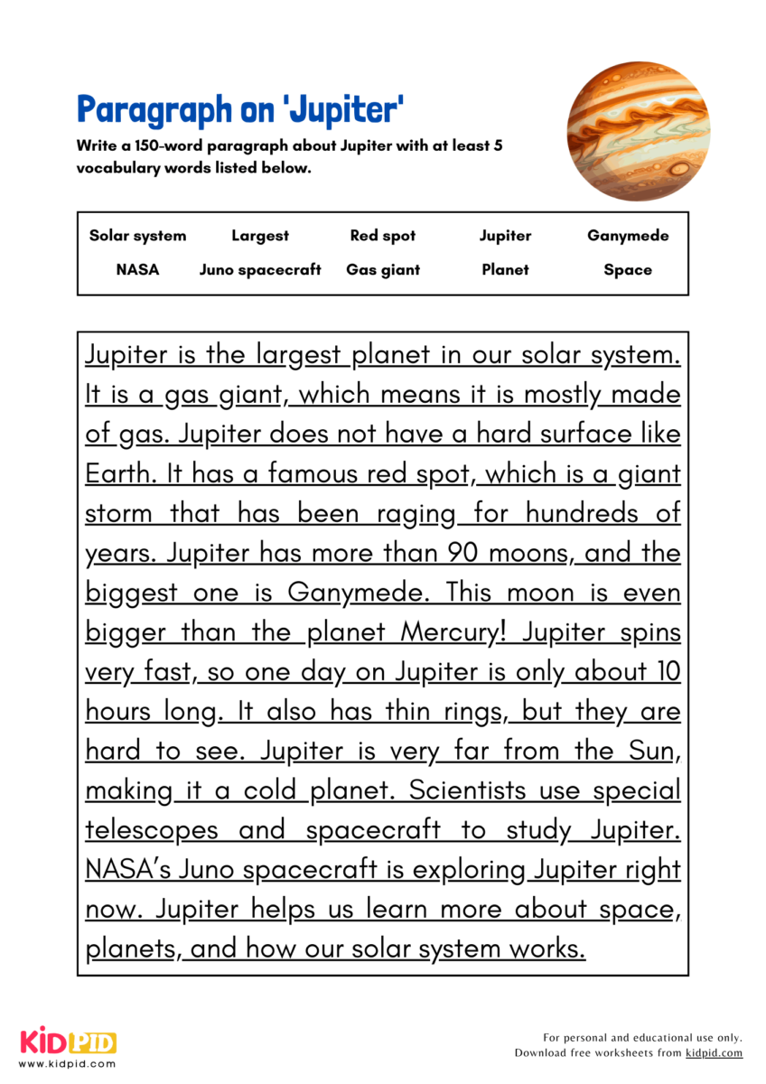 Paragraph on 'Jupiter' - Kidpid