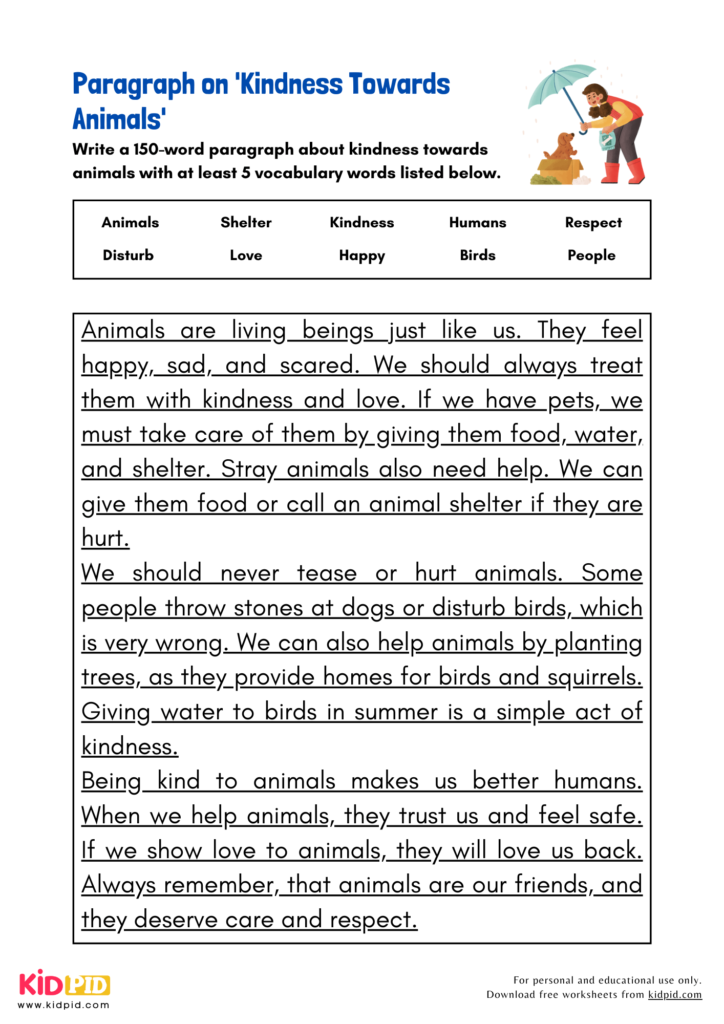 Paragraph on 'Kindness Towards Animals' - Kidpid
