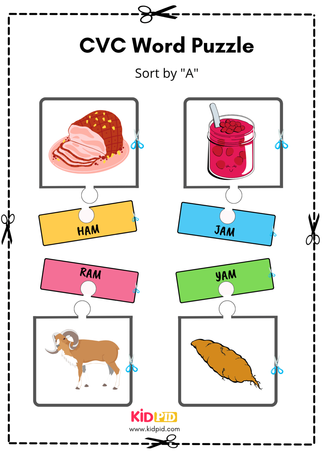 CVC WORD PUZZLE - Vowel "A" - Kidpid