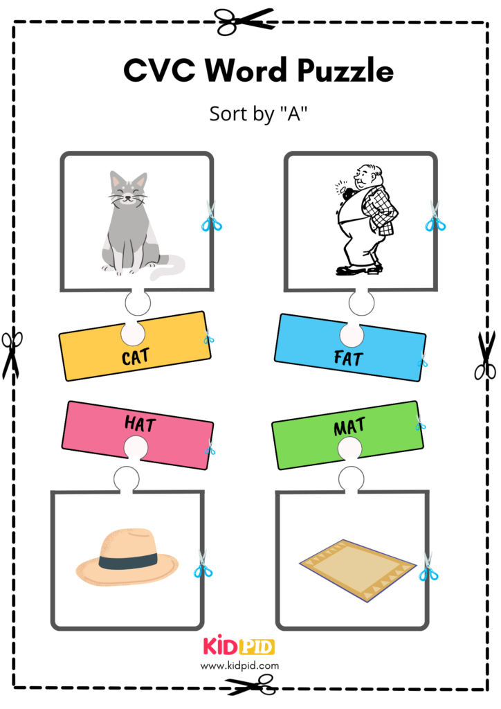 CVC WORD PUZZLE - Vowel "A" - Kidpid