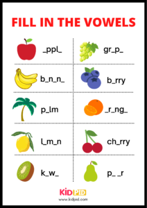 FILL in The Vowels Workbook - Kidpid