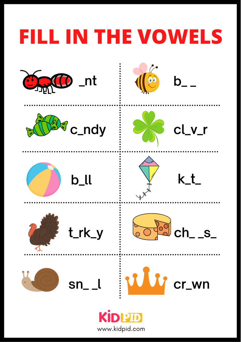 FILL in The Vowels Workbook - Kidpid