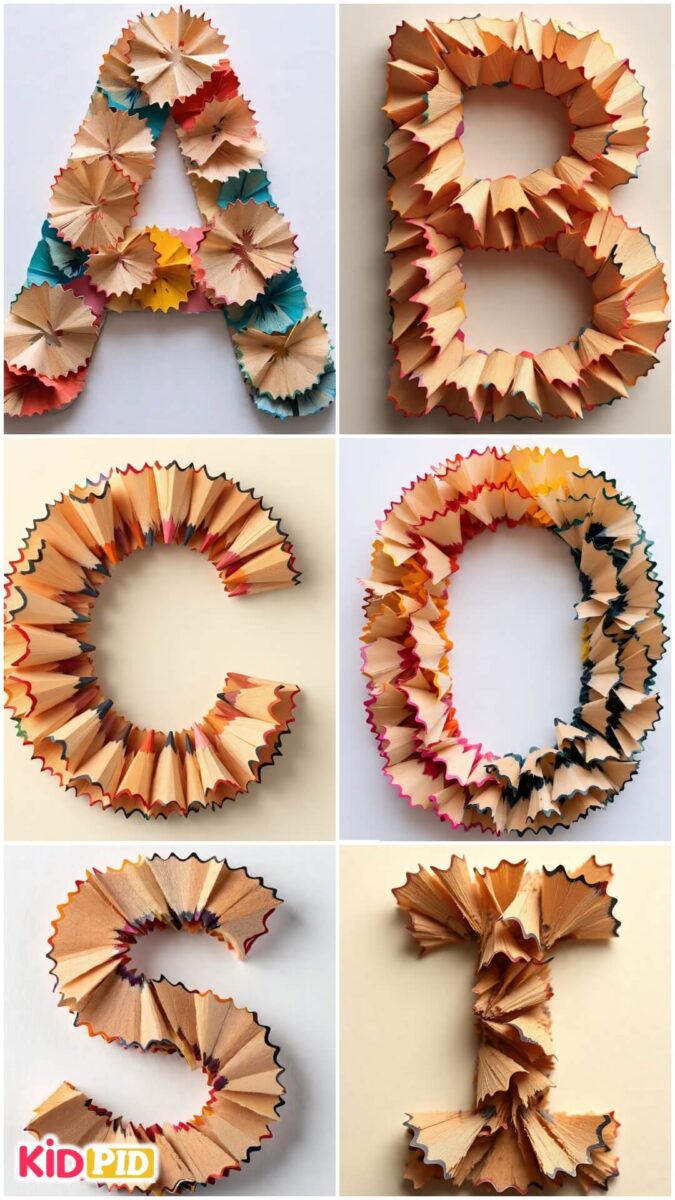 A to Z Pencil Shaving Letter Crafts - Kidpid