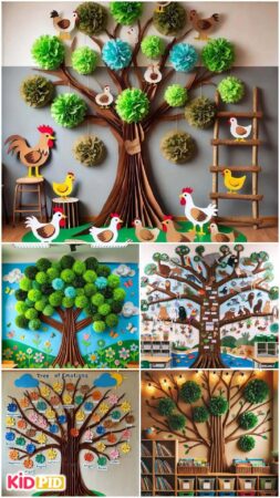 Simple Tree Theme Classroom Wall Decoration Ideas - Kidpid