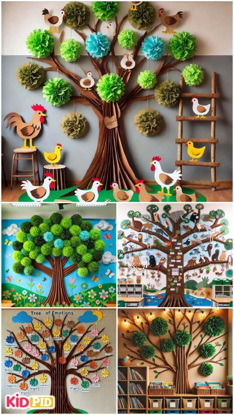 Simple Tree Theme Classroom Wall Decoration Ideas - Kidpid