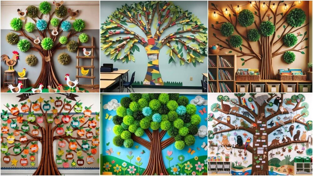 Simple Tree Theme Classroom Wall Decoration Ideas - Kidpid