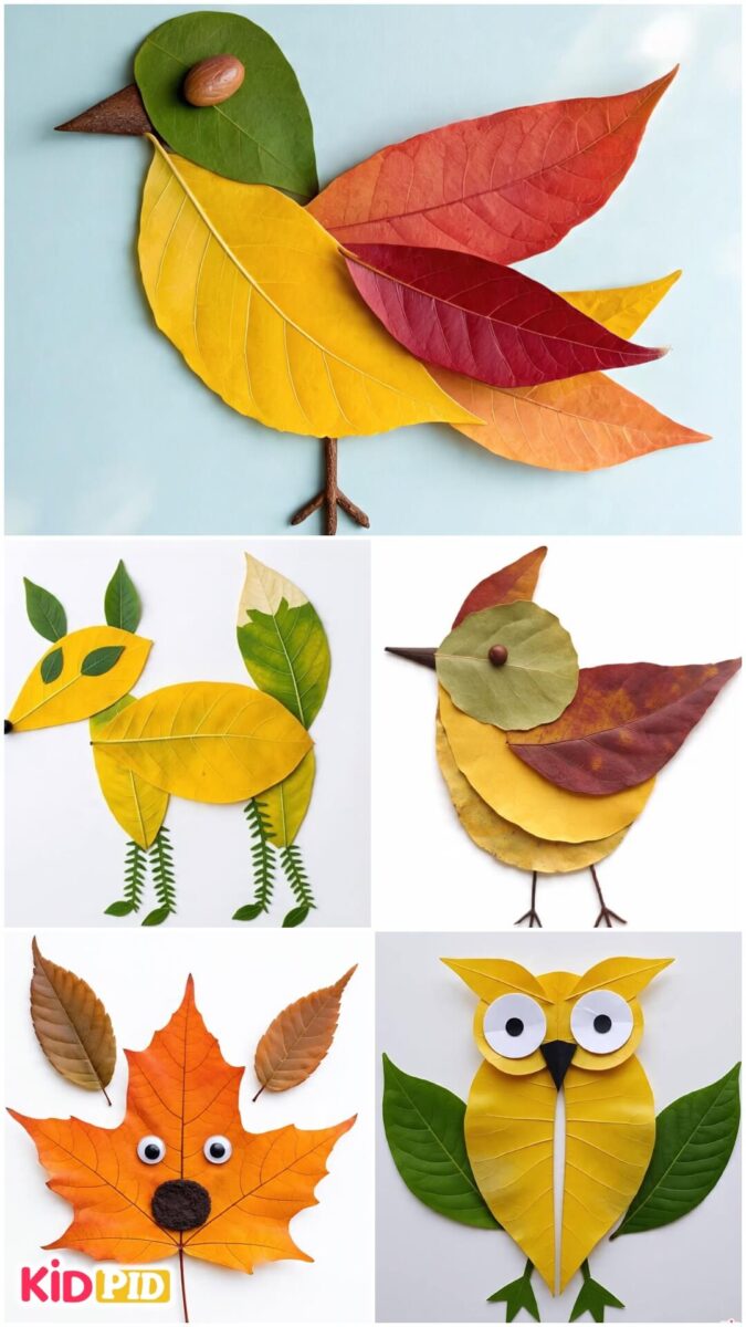 Dry Leaf Animal Art Activities for Kids - Kidpid