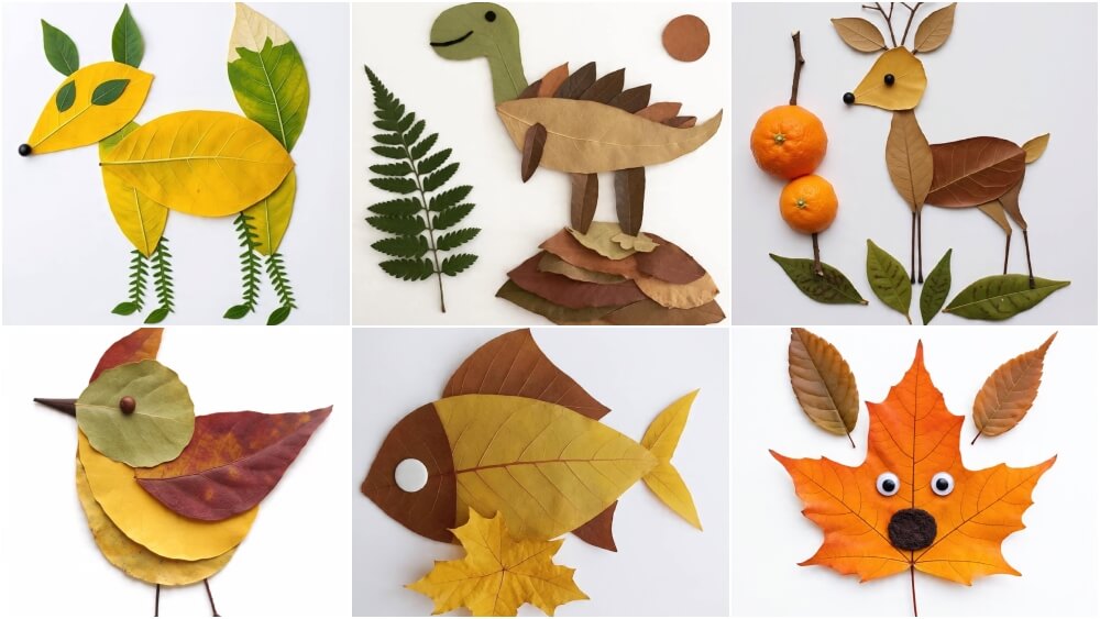 Dry Leaf Animal Art Activities for Kids - Kidpid
