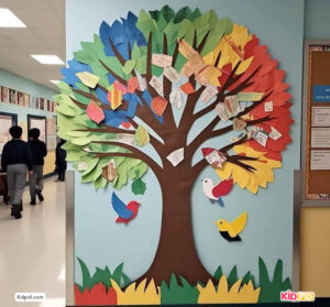 Simple Tree Theme Classroom Wall Decoration Ideas - Kidpid