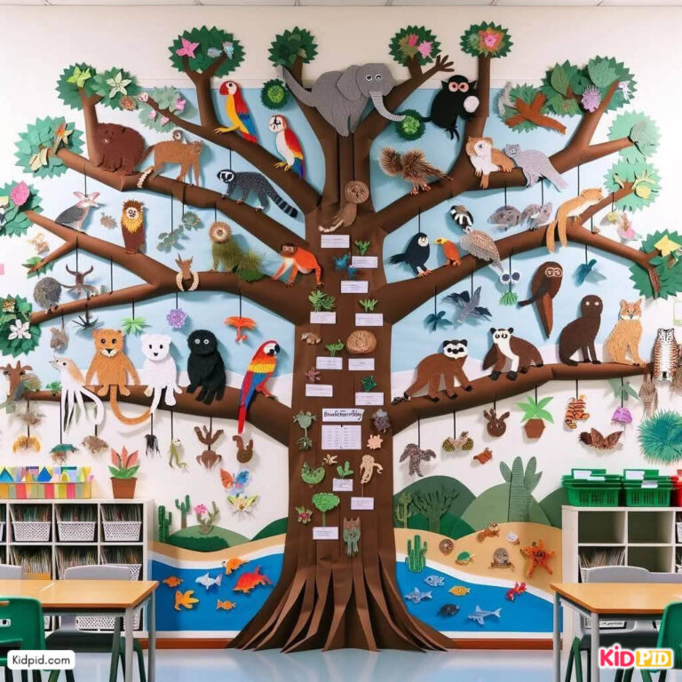 Simple Tree Theme Classroom Wall Decoration Ideas - Kidpid