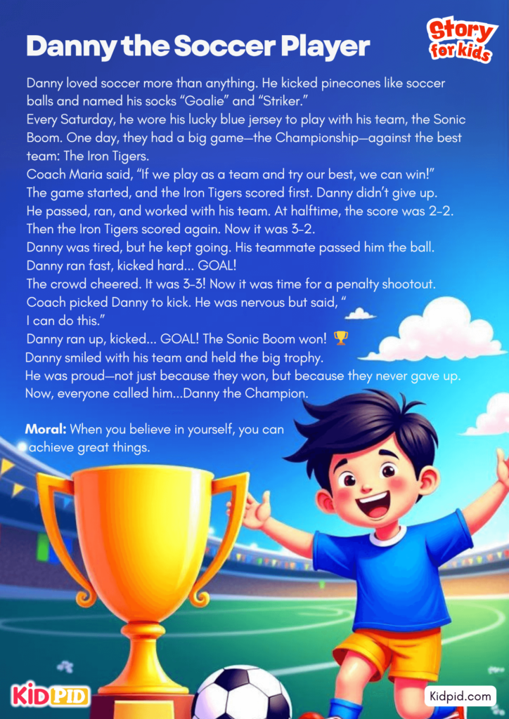 Danny the Soccer Player - Sport Story with Moral for Kids - Kidpid