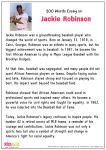 Jackie Robinson : Essay, 10 Pointers and Questions - Kidpid