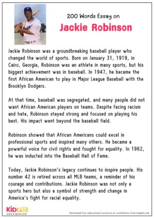 Jackie Robinson : Essay, 10 Pointers and Questions - Kidpid