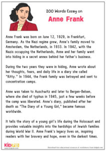 Anne Frank: Essay, 10 Pointers and Questions - Kidpid