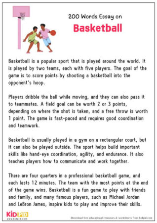 Basketball : Essay, 10 Pointers and Questions - Kidpid