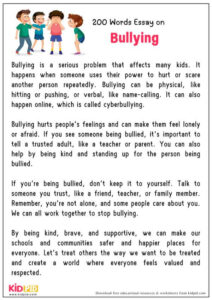 Bullying: Essay, 10 Pointers and Questions - Kidpid