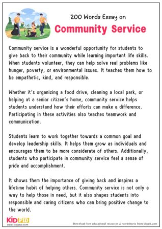 Community Service : Essay, 10 Pointers and Questions - Kidpid