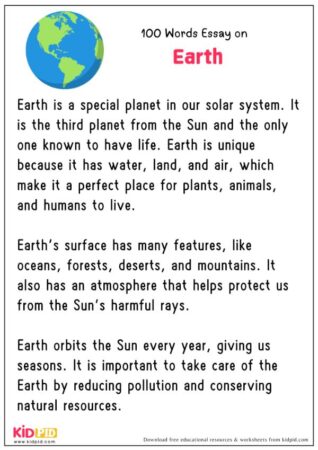 Earth : Essay, 10 Pointers and Questions - Kidpid