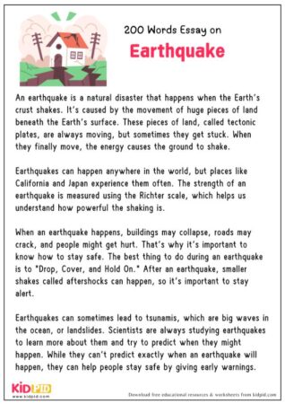 Earthquake : Essay, 10 Pointers and Questions - Kidpid