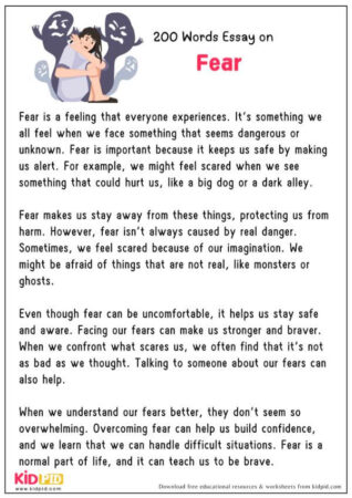 Fear : Essay, 10 Pointers and Questions - Kidpid