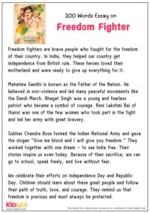 Freedom Fighter : Essay, 10 Pointers and Questions - Kidpid