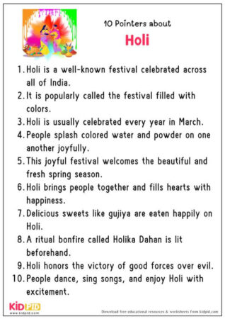 Holi : Essay, 10 Pointers and Questions - Kidpid