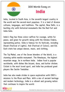 India : Essay, 10 Pointers and Questions - Kidpid