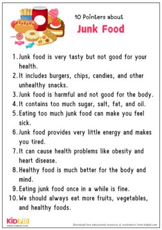 Junk Food : Essay, 10 Pointers and Questions - Kidpid