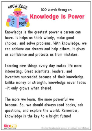 Knowledge Is Power : Essay, 10 Pointers and Questions - Kidpid