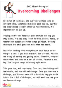 Overcoming Challenges : Essay, 10 Pointers and Questions - Kidpid