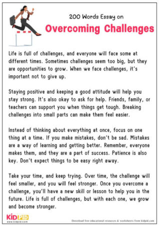 Overcoming Challenges : Essay, 10 Pointers and Questions - Kidpid