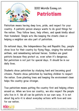 Patriotism : Essay, 10 Pointers and Questions - Kidpid