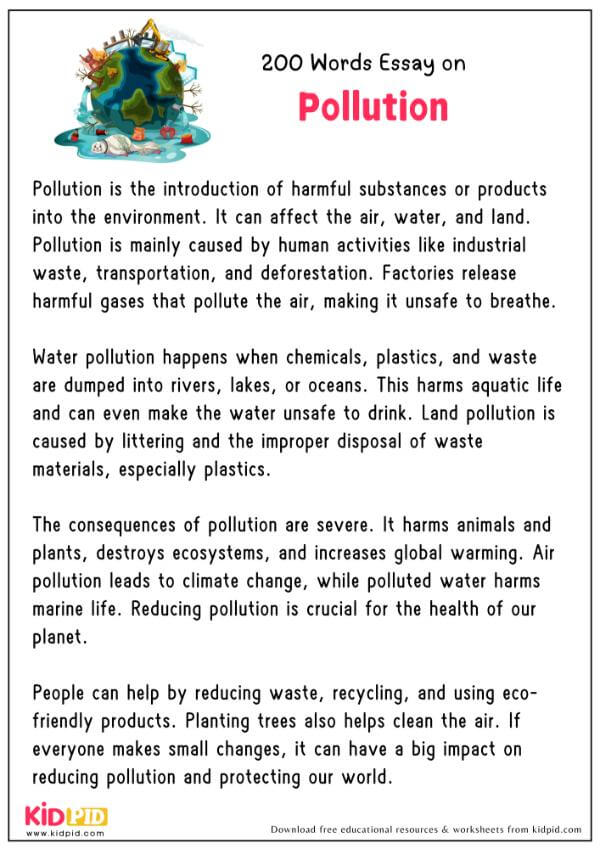 Pollution : Essay, 10 Pointers and Questions - Kidpid