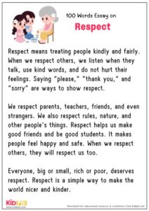 Respect : Essay, 10 Pointers and Questions - Kidpid