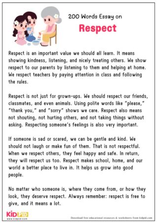 Respect : Essay, 10 Pointers and Questions - Kidpid
