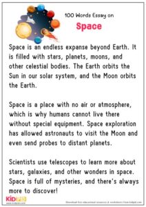Space : Essay, 10 Pointers and Questions - Kidpid