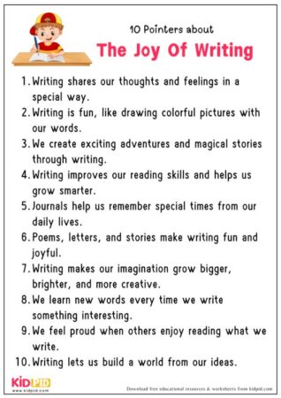 The Joy Of Writing : Essay, 10 Pointers and Questions - Kidpid