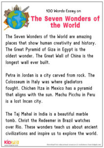 The 7 Wonders Of The World: Essay, 10 Pointers and Questions - Kidpid