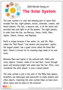 The Solar System: Essay, 10 Pointers and Questions - Kidpid