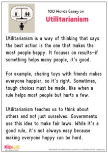 Utilitarianism : Essay, 10 Pointers and Questions - Kidpid