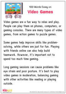 Video Games: Essay, 10 Pointers and Questions - Kidpid