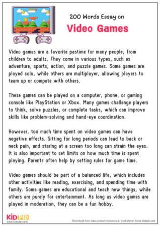 Video Games: Essay, 10 Pointers and Questions - Kidpid