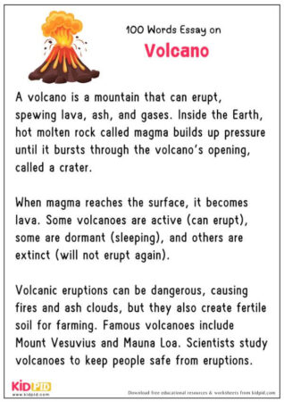 Volcano: Essay, 10 Pointers and Questions - Kidpid